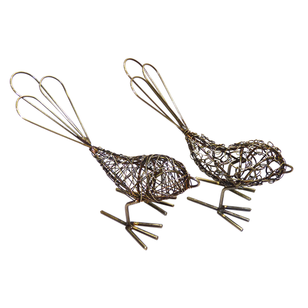 Mini Antique Wrapped Wire Birds (set of 2) - fairisleshop